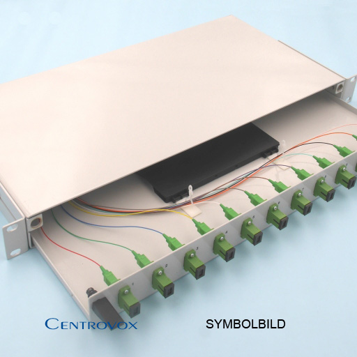 LWL Patchpanel singlemode OS2 19 Zoll 1HE 24xLC-DX-Kupplungen u ...